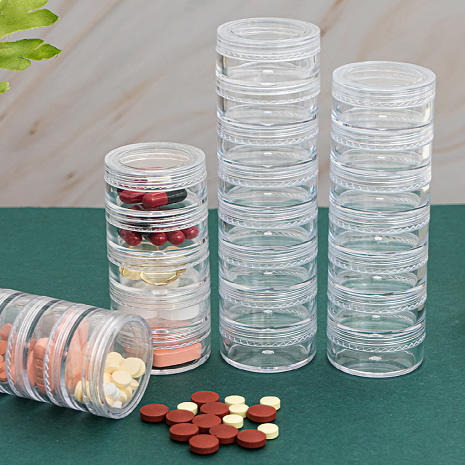 7Pcs Transparent Pill Organizer Case,Stackable Travel Pill Box ...