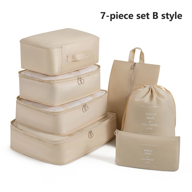 7Pcs Travel Organizer Storage Bags Wardrobe Cube Suitcase Packing Cubes ...