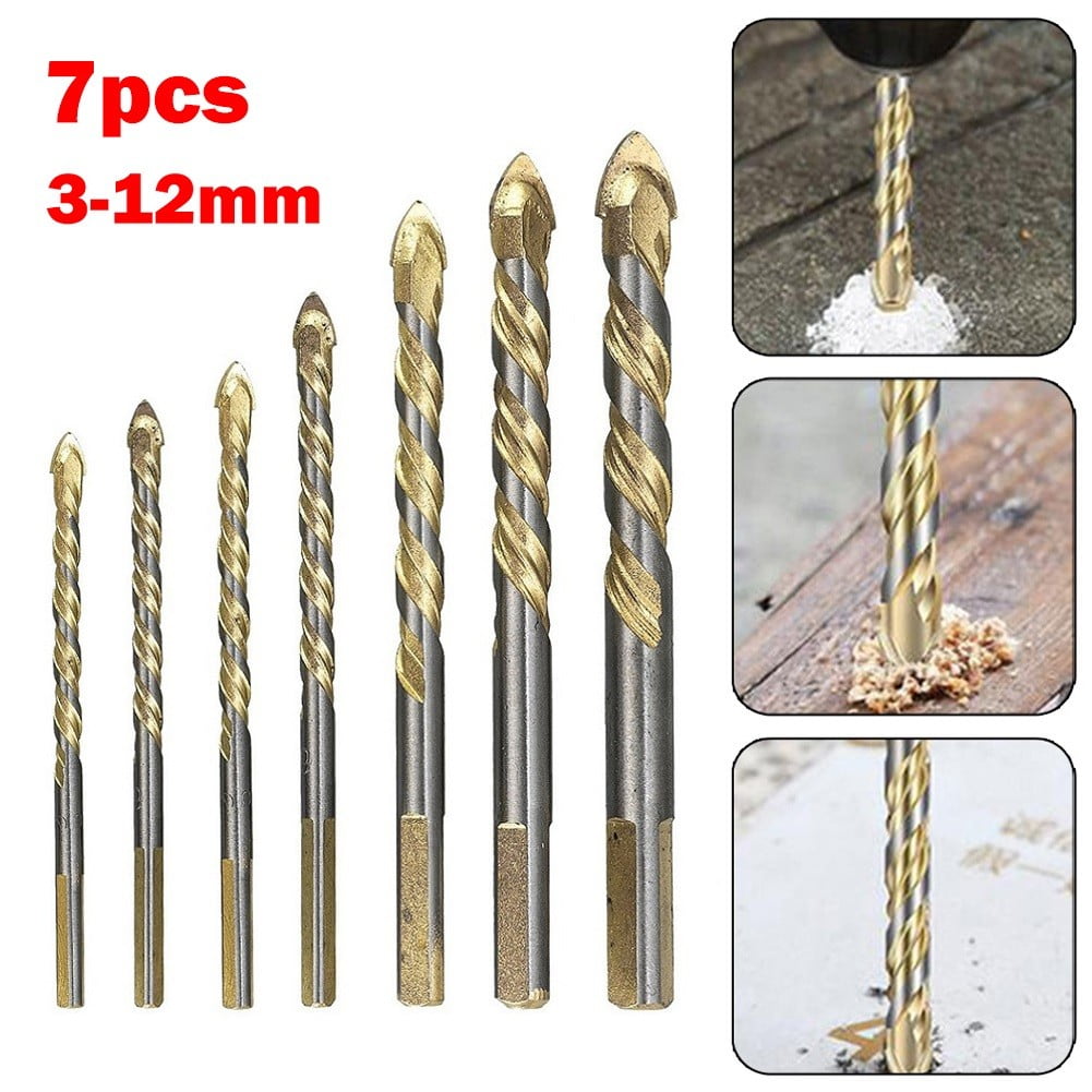 7Pcs Tungsten Carbide Drill Bit Set For Porcelain Tile Concrete Brick Glass - Walmart.com