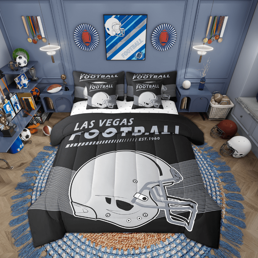 7Pcs Twin Size American Football Comforter Set with Flat Sheet & Fitted ...