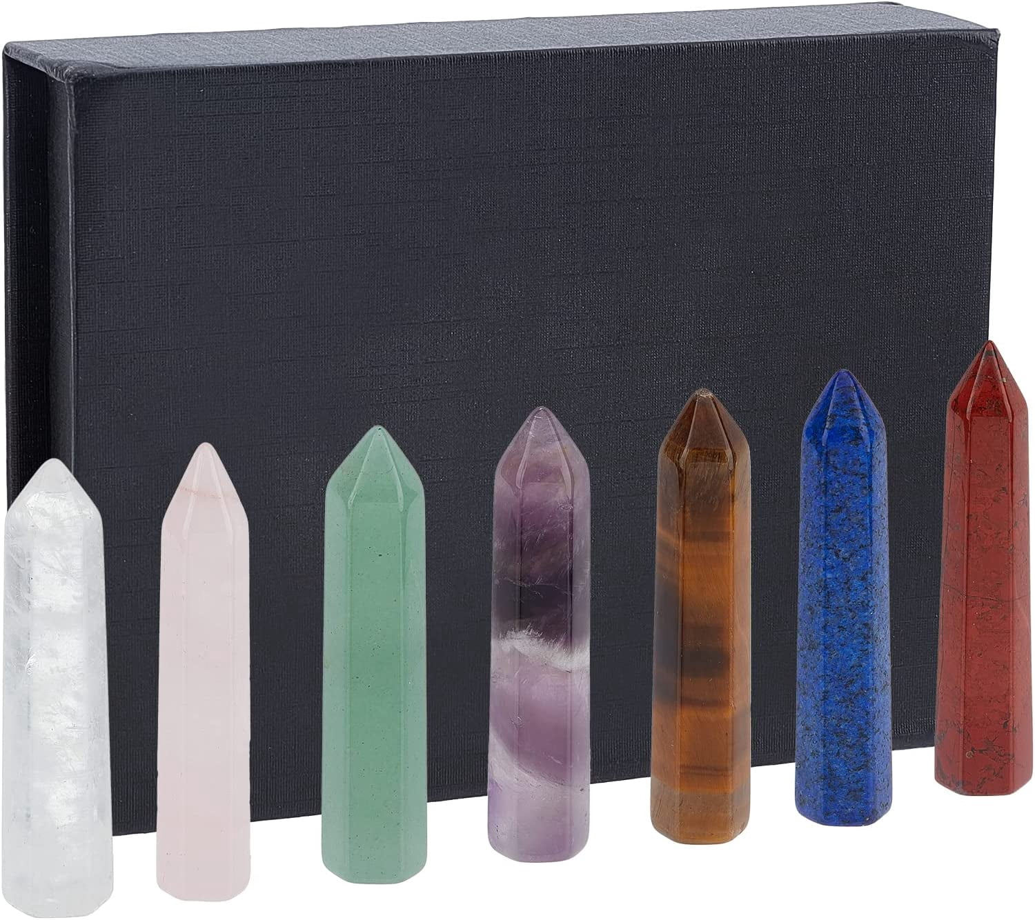 7Pcs Wands 2 Inch Natural Tower Gift Set 7 Colors Hexagonal Natural ...