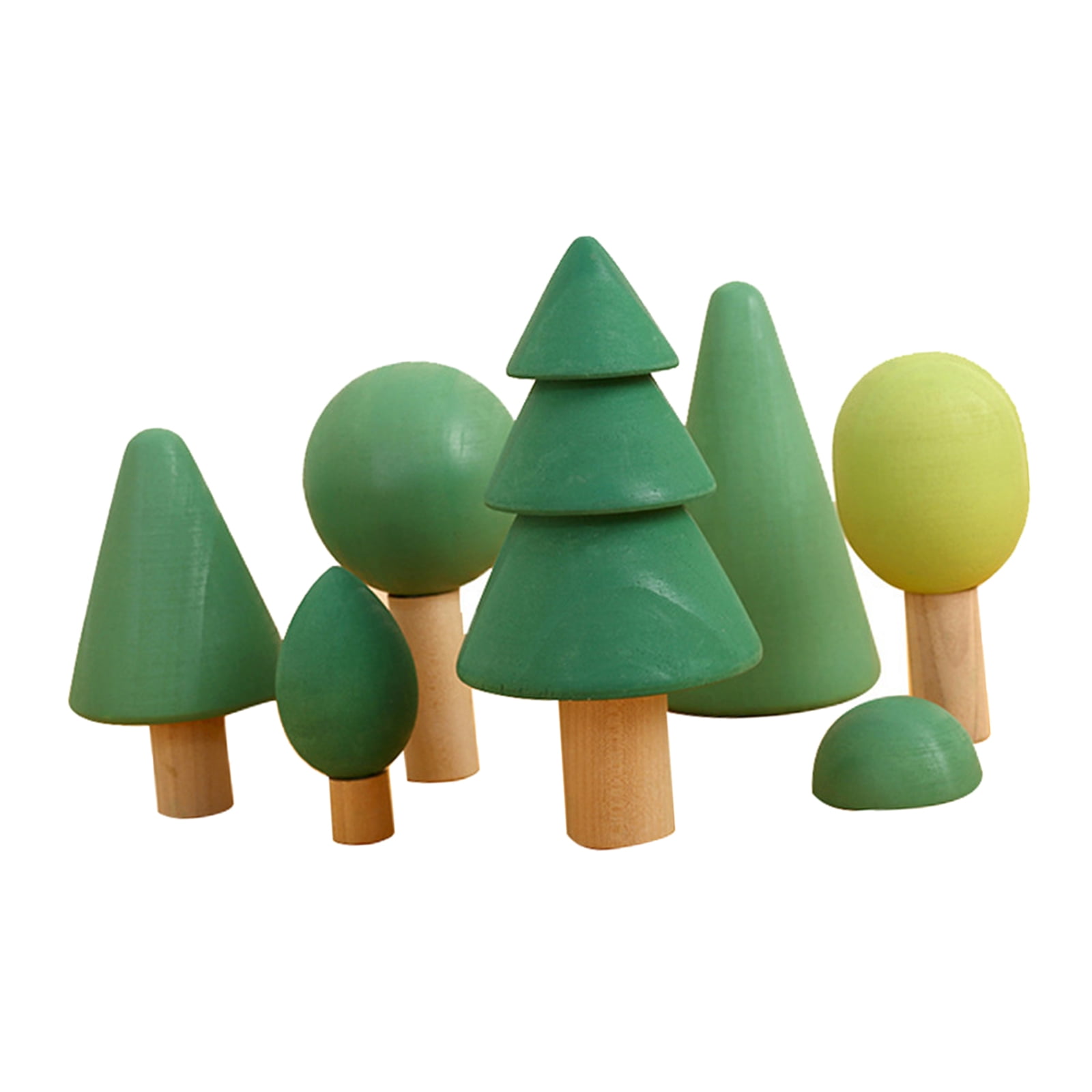 7Pcs Wood Blocks Building Stacking Tree Shape Stacker Baby Development ...