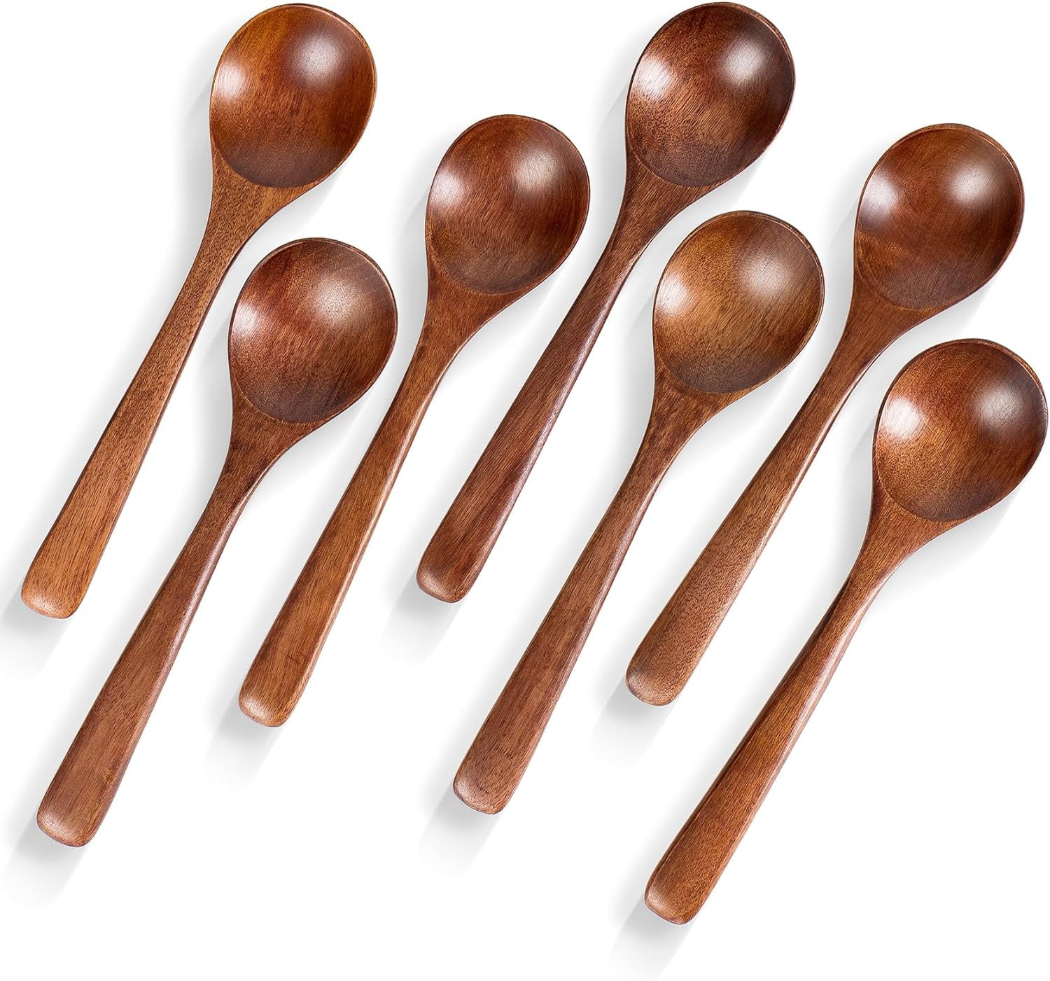 7Pcs Wooden Spoons for Eating, 7 inch Wooden Honey Spoons for Tea ...