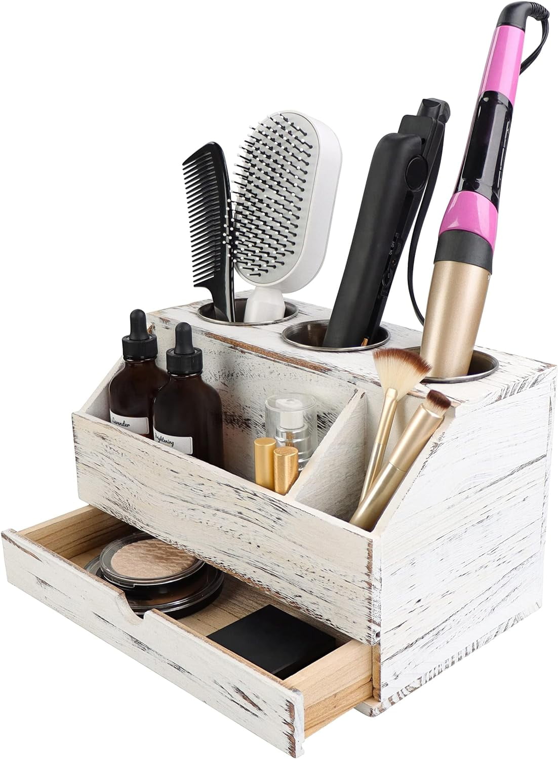 7Penn Bathroom Hair Tool Organizer - Rustic White Hot Tool Holder for ...