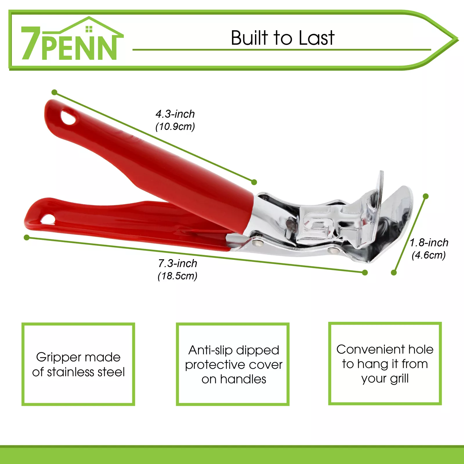 7Penn Camping Grill Grate Lifter Tool - Grill Grate Grip 7.3in BBQ ...