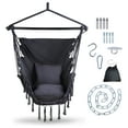 7Penn Hammock Chair Swing - Indoor Outdoor 440lb Max Black Boho Hanging ...