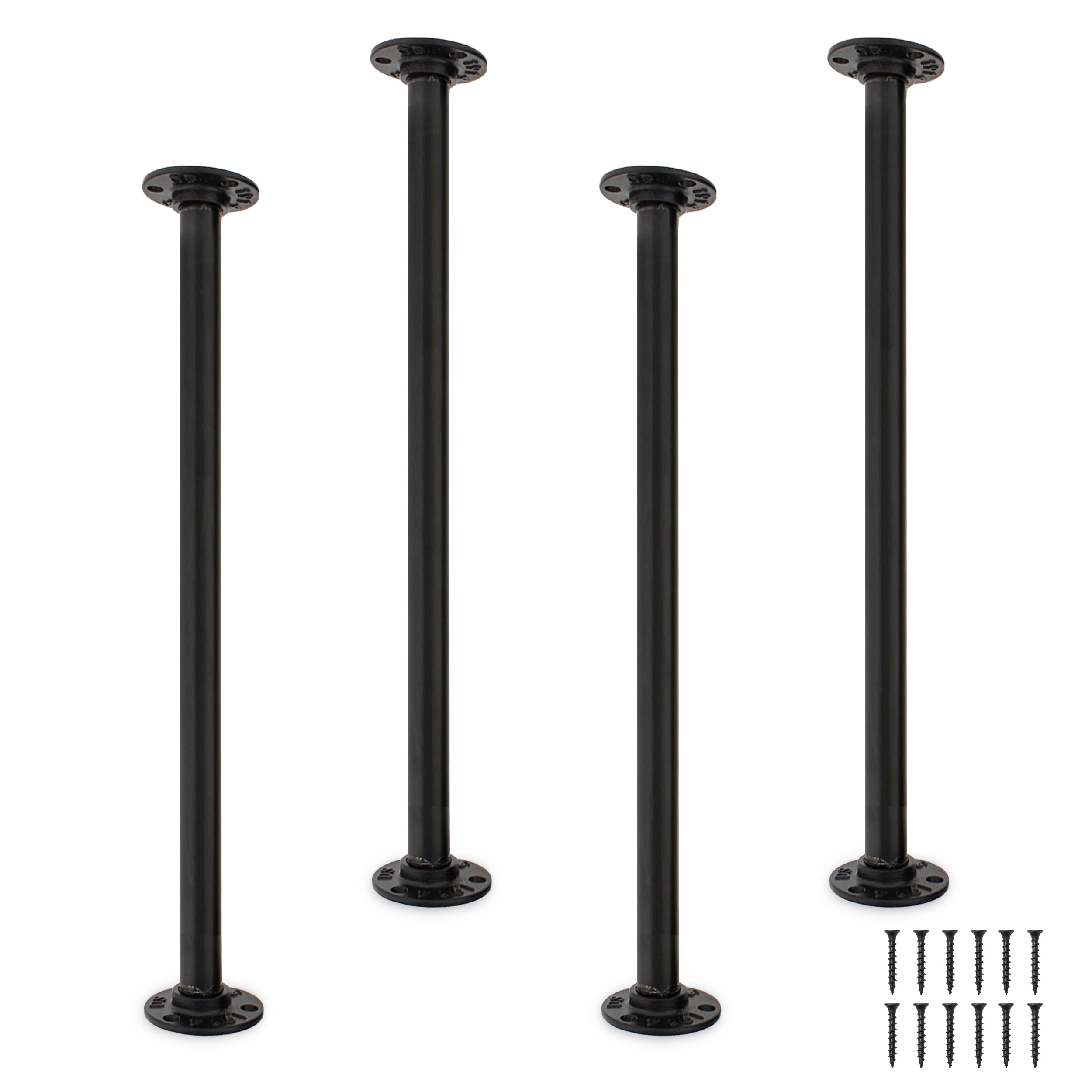 7Penn Metal Table Leg Set 4pc - 24in Black Pipe Wrought Iron Coffee ...