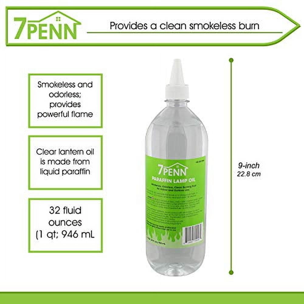 7Penn Odorless Smokeless Lamp Oil Fluid - 32 Ounce Clear Paraffin Oil ...