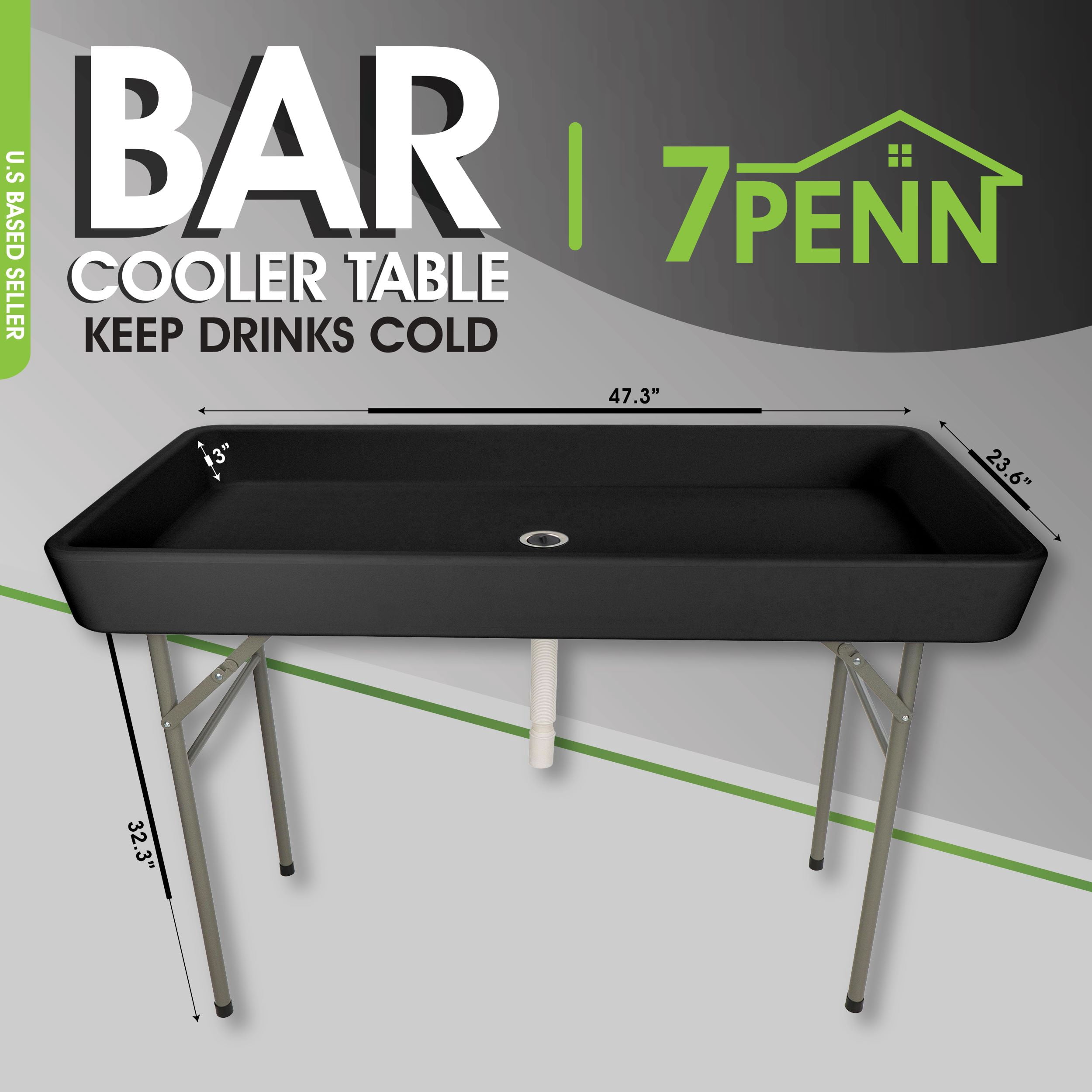 7Penn Outdoor Bar Table Beer Cooler - 4ft Folding Black Patio Cooler ...