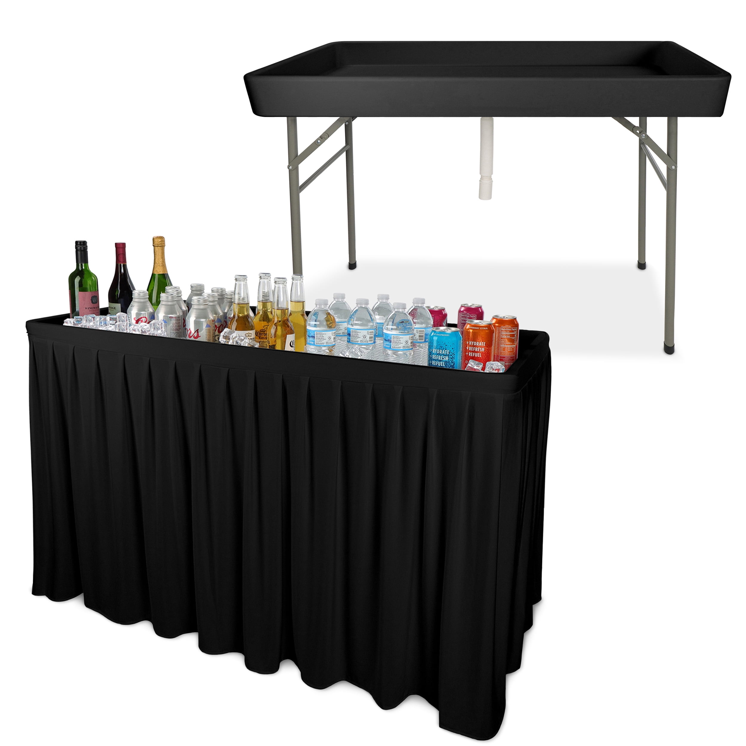 7Penn Outdoor Bar Table Beer Cooler - 4ft Folding Black Patio Cooler ...