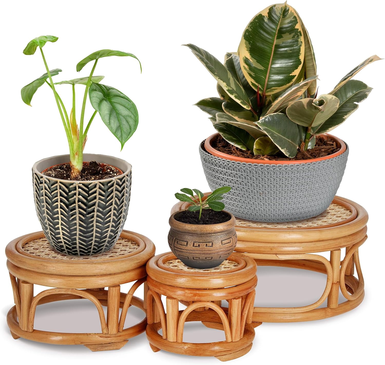7Penn Rattan Plant Stand 3 Piece Set - 6, 8, and 12 Inch Multilevel ...