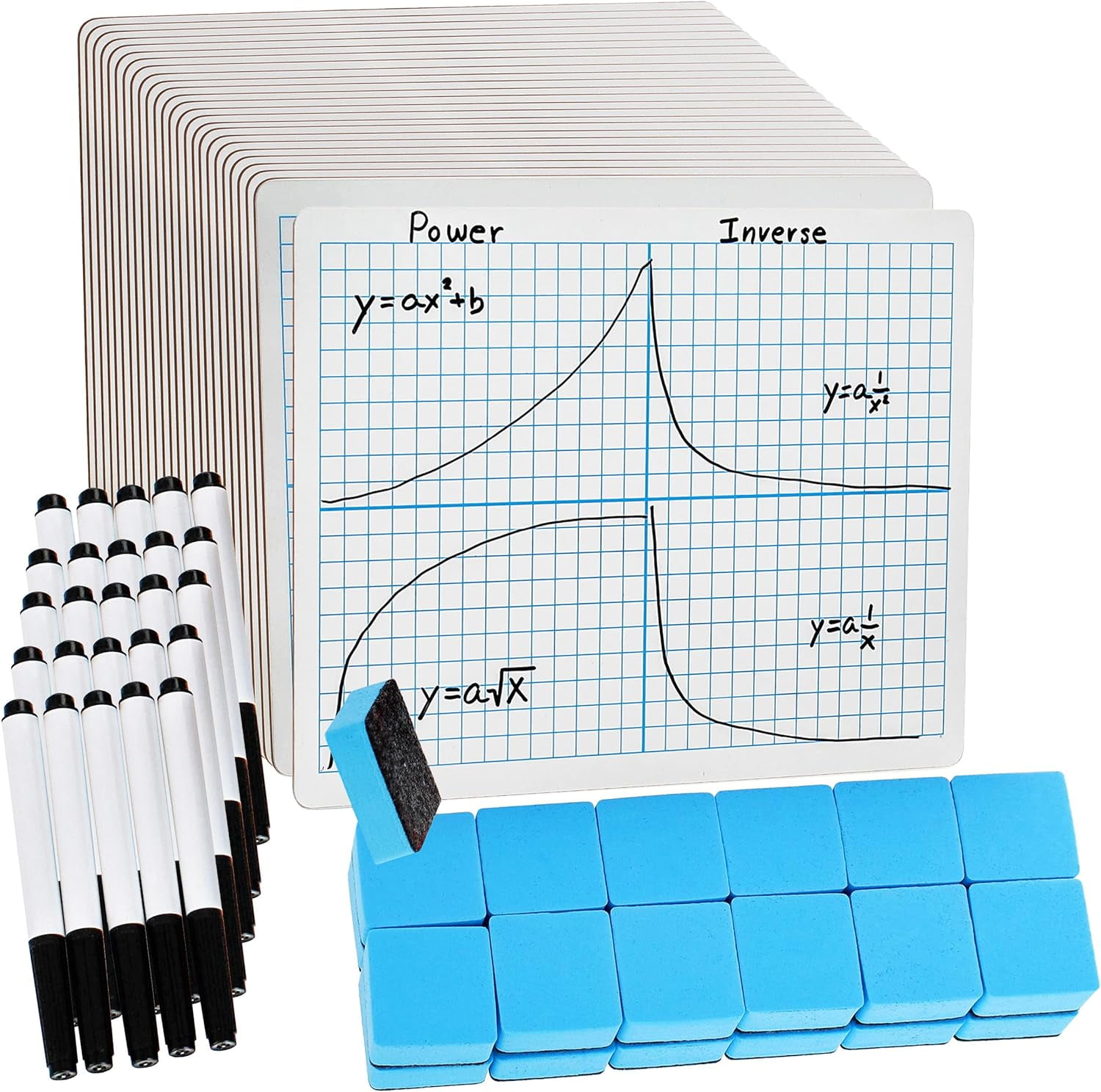 7Penn Small Dry Erase Board with Grid Lines - 25 Pack of Classroom ...