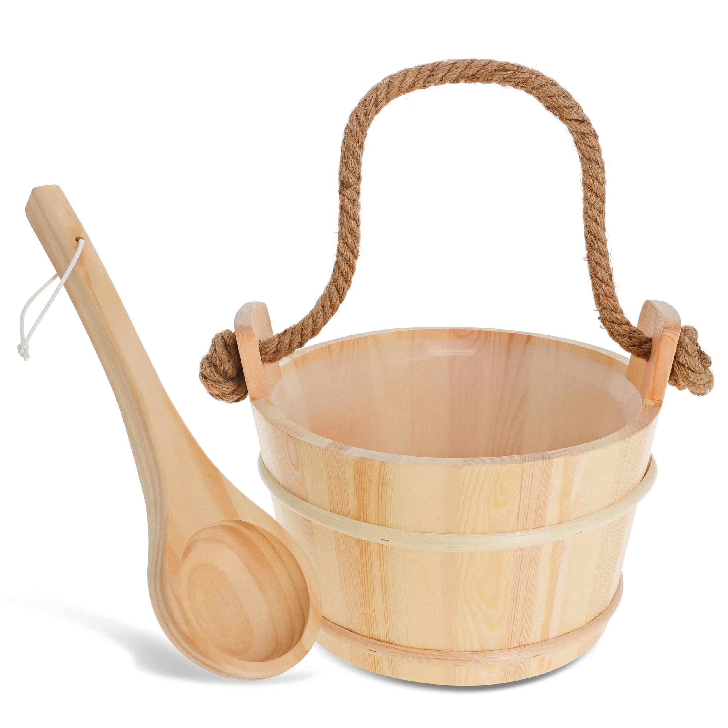 7Penn Wood Sauna Bucket and Ladle Set - 4L Large Wooden Bucket Sauna ...