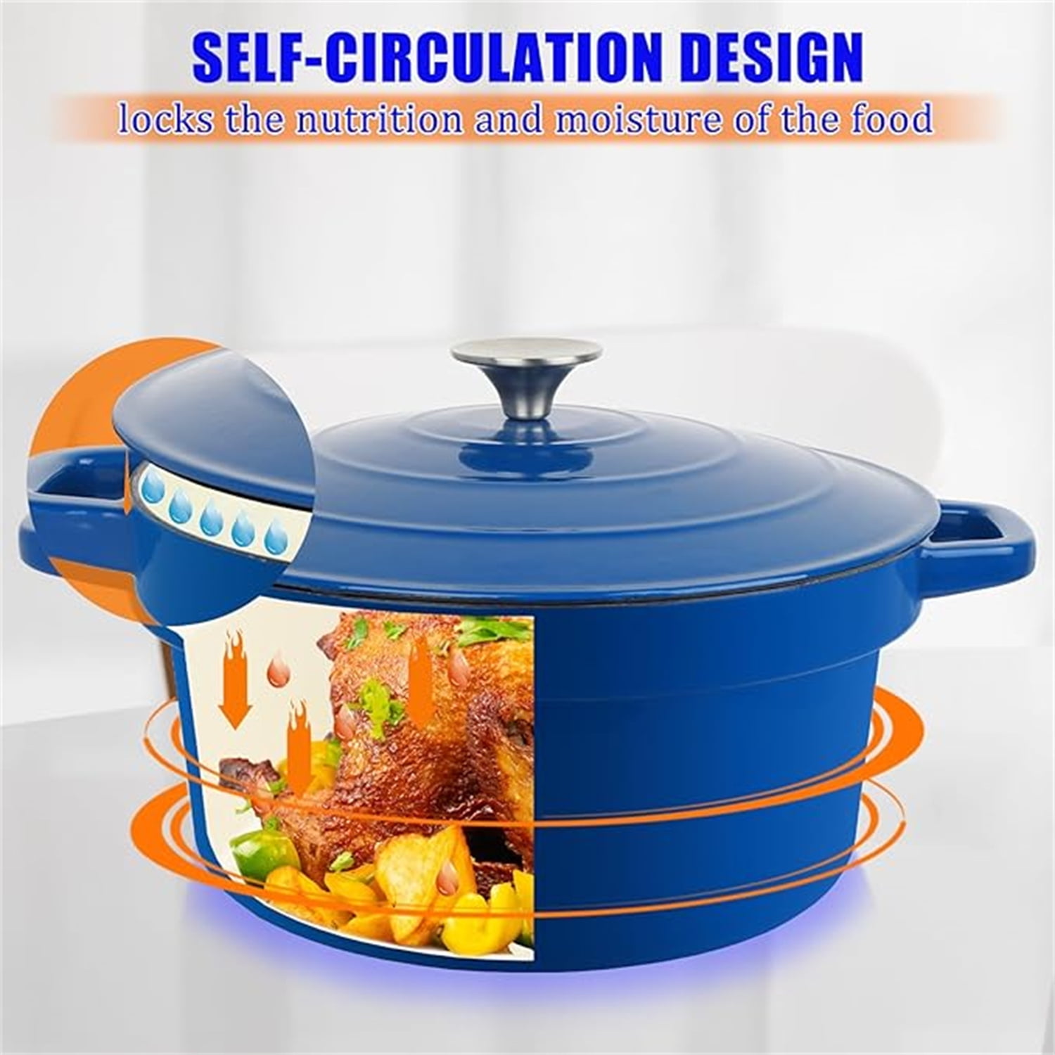 7QT Dutch Oven Pot With Lid, Enameled Cast Iron Dutch Ovens for ...