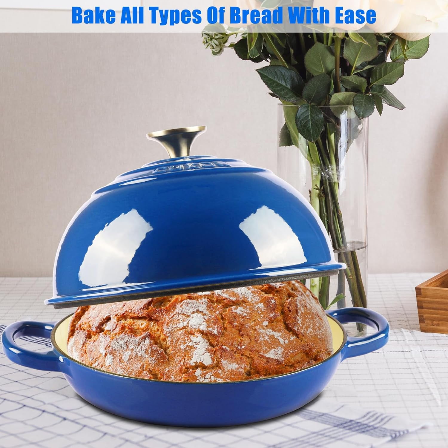 7QT Enameled Cast Iron Dutch Oven Pot for Baking, Stovetop & Oven Use ...