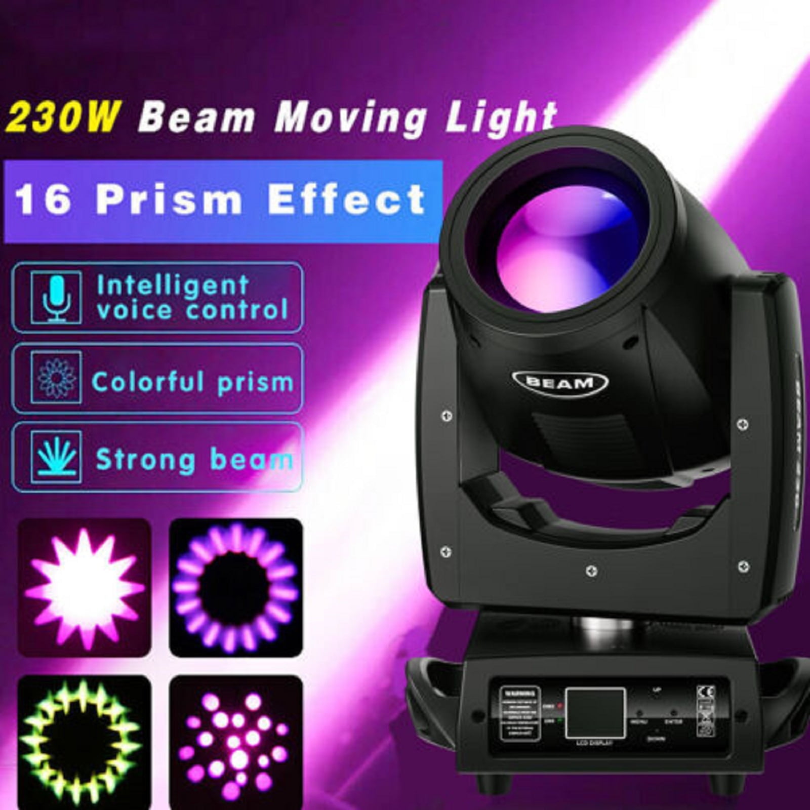7R 230W Beam DJ Strobe Lights, LED Stage Light with 17 Gobos, 14 Colors ...