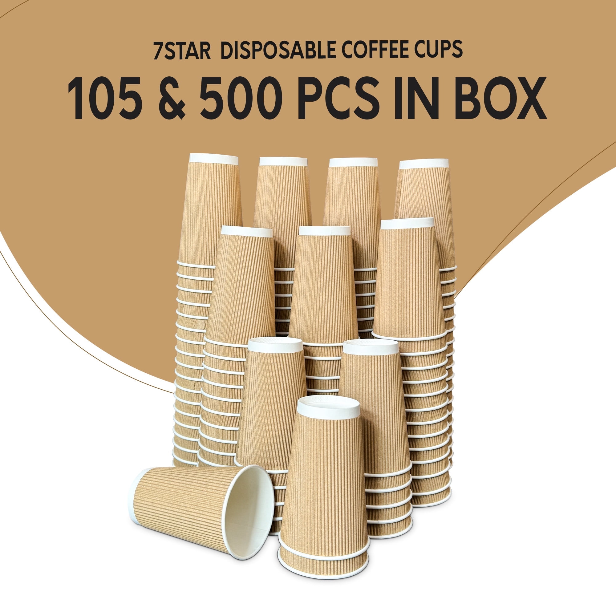 7STAR 16 Oz Insulated Disposable Paper Cups, Brown, 500 Count (1 Pack ...
