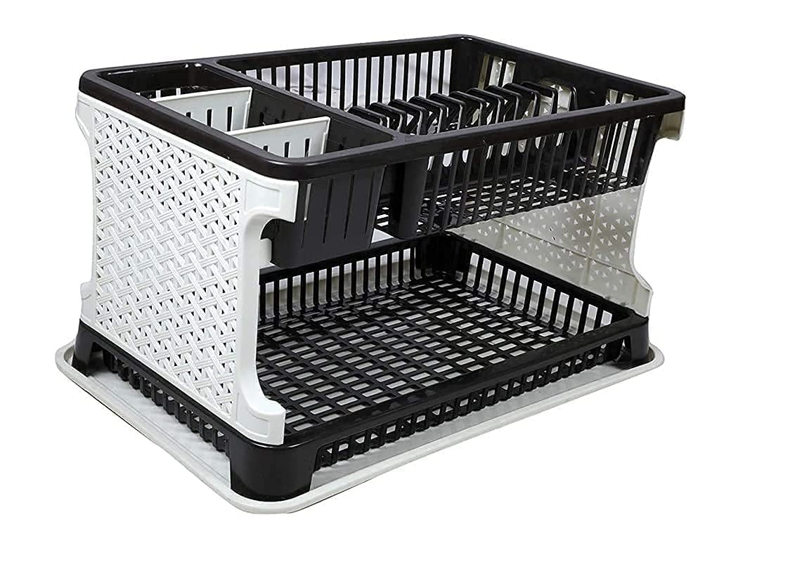 7Seas Portable Storage Rack Plastic 2 Layer Kitchen Dish Organizer ...