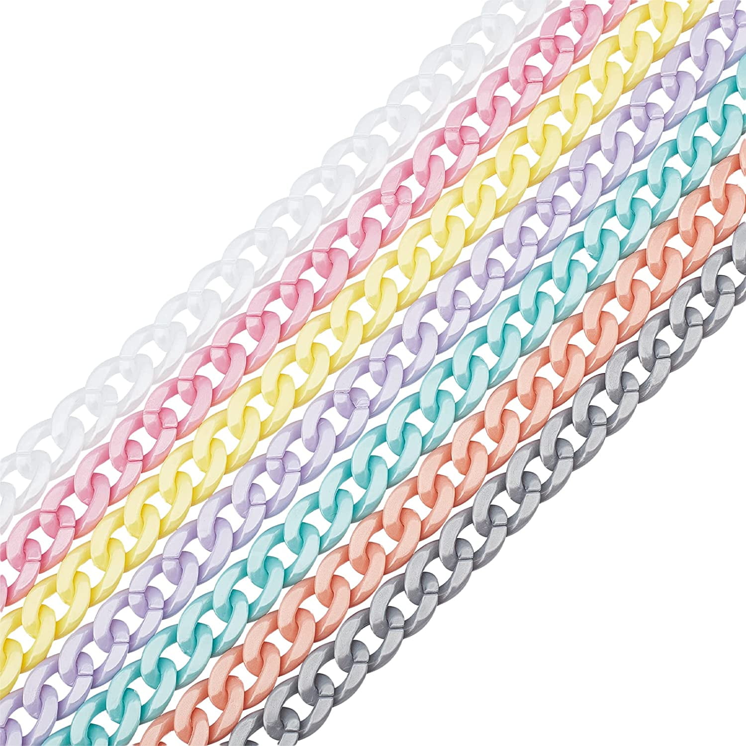 7Strands Acrylic Chain Link Rainbow Colorful Bag Chain 1m/39.3 ...