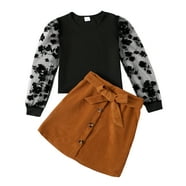 7T Kids Girls Clothes Set: Long Sleeve Top & Leopard Pants for 7-8 ...