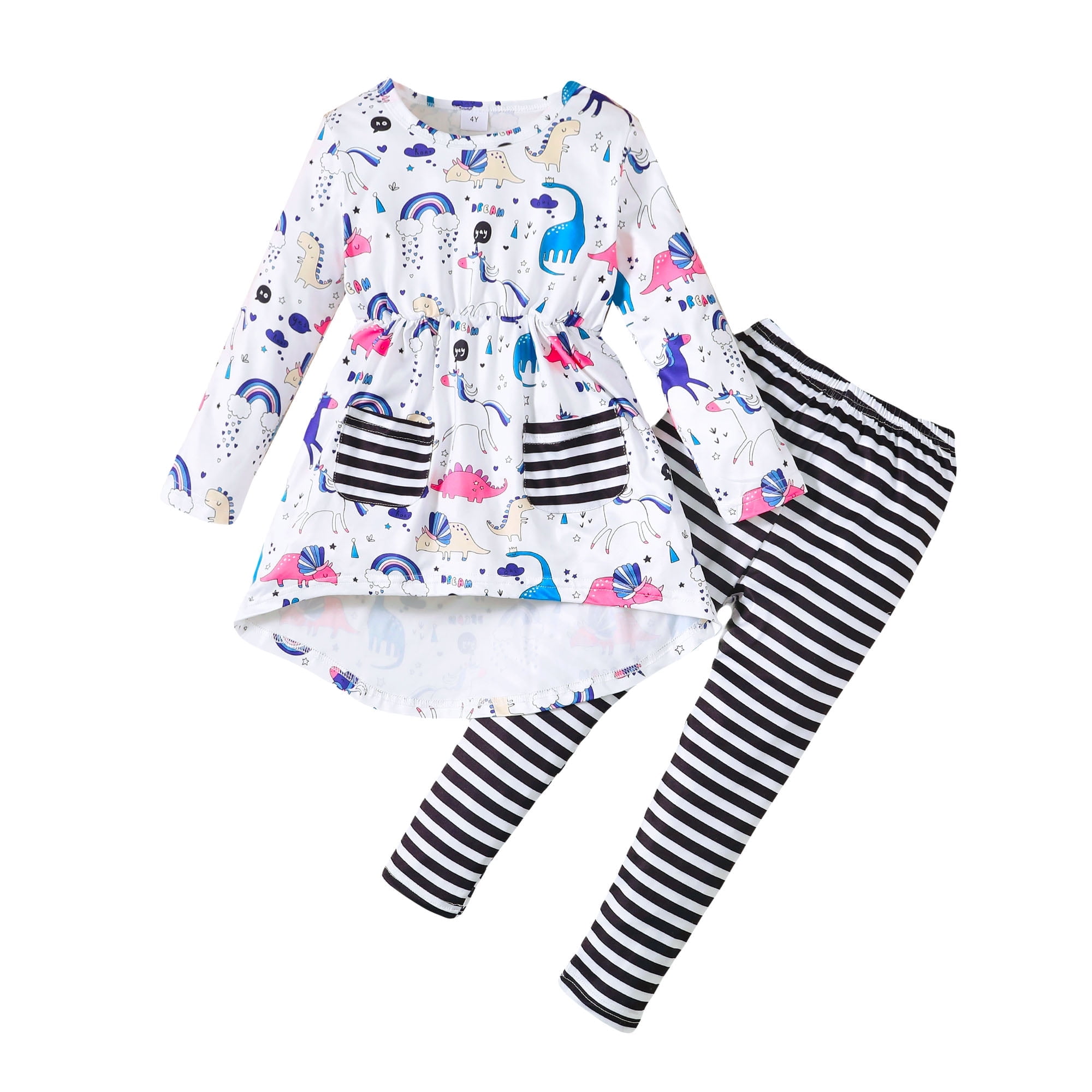 7T Little Girls Clothes 7T Girls 2PCS Outfits Set Unicorn Print Little ...