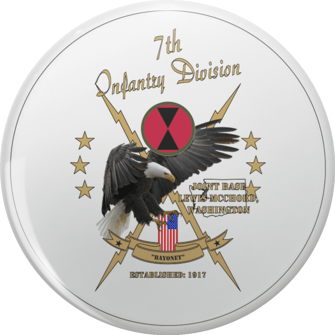 7TH INFANTRY DIVISION EAGLE DESIGN LEWIS-MCCHORD VETERAN (LIGHT BACKGROUND) * Pin Lapel Pin ...