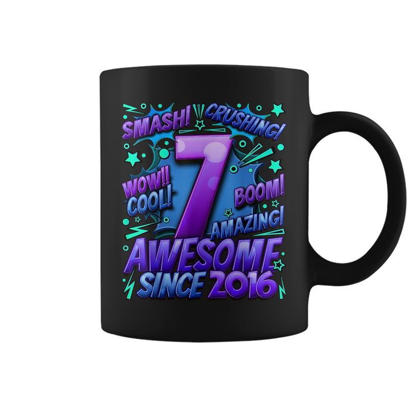 7Th Birthday Comic Style Awesome Since 2016 7 Year Old Girl Coffee Mugs ...