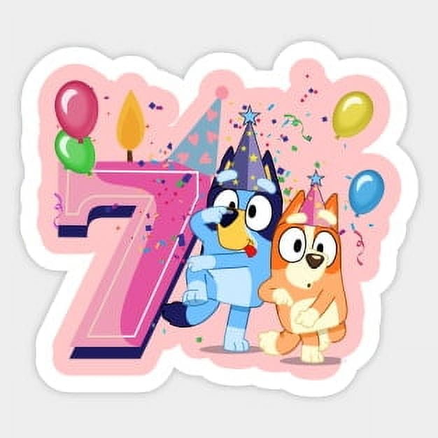 7Th Birthday Girl Bluey Sticker Bluey Stickers For Kids, Bluey Stickers ...