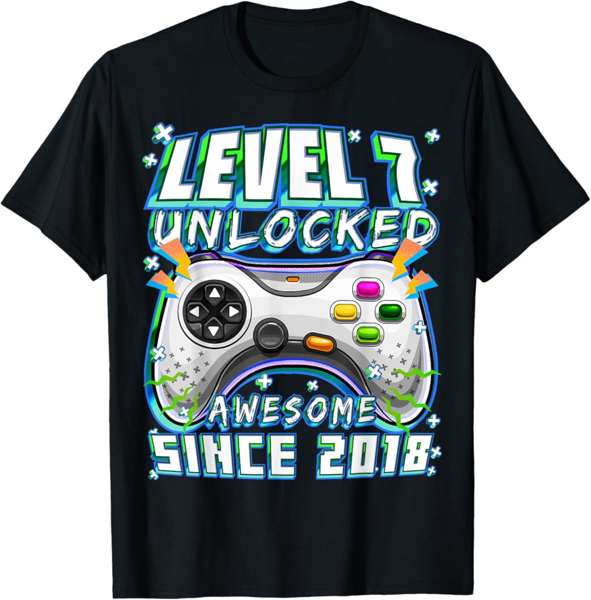 7Th Birthday Level 7 Gamer 7 Year Video Game Party Unisex T-Shirt S-5Xl ...