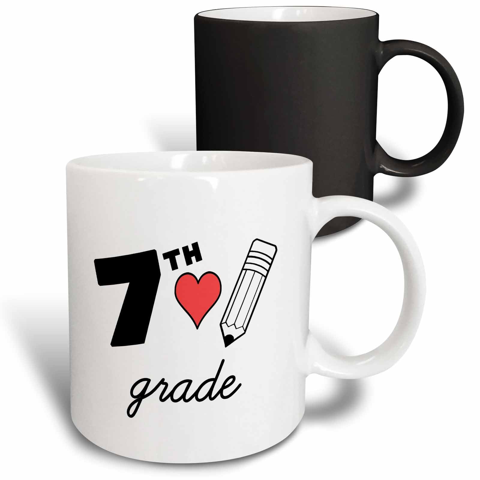 3drose, 7th Grade with Clipart Red Heart and Pencil. Black Lettering on ...