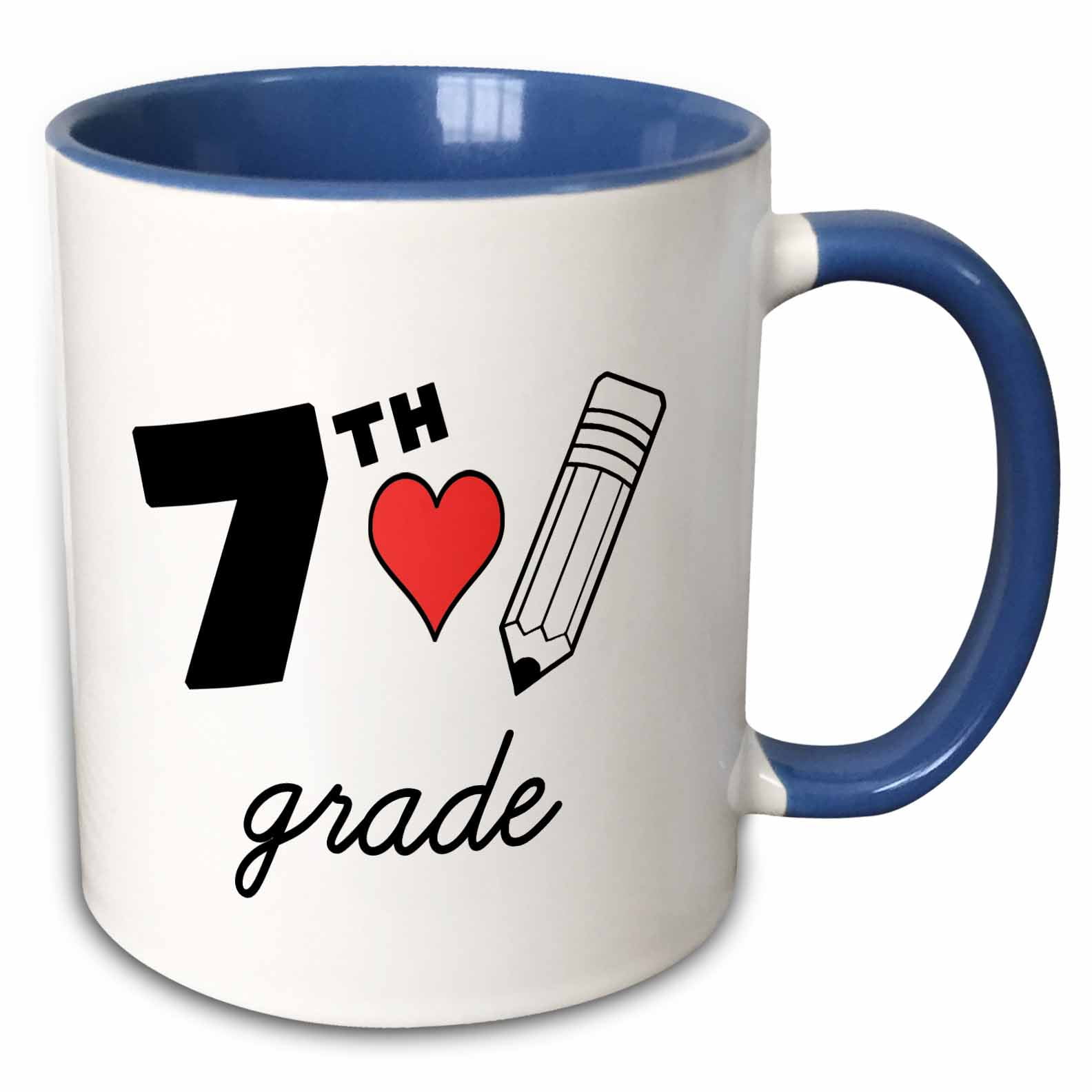 3drose, 7th Grade with Clipart Red Heart and Pencil. Black Lettering on ...