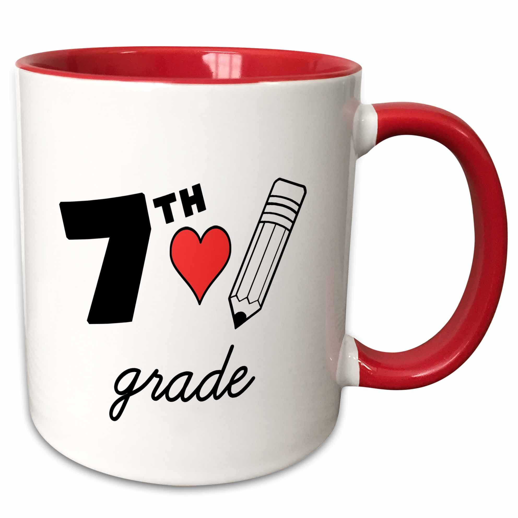 3drose, 7th Grade with Clipart Red Heart and Pencil. Black Lettering on ...