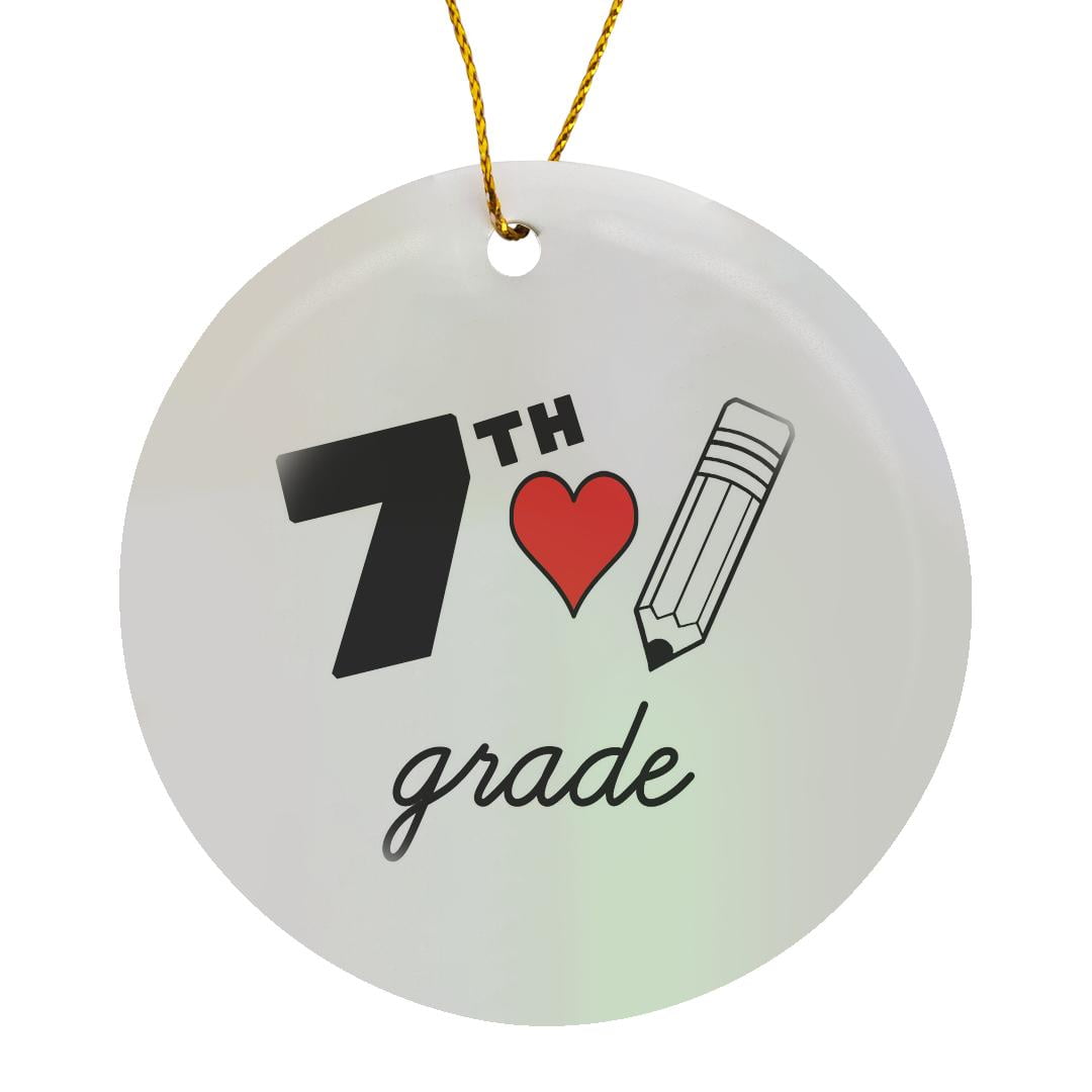 3drose, 7th Grade with Clipart Red Heart and Pencil. Black Lettering on ...