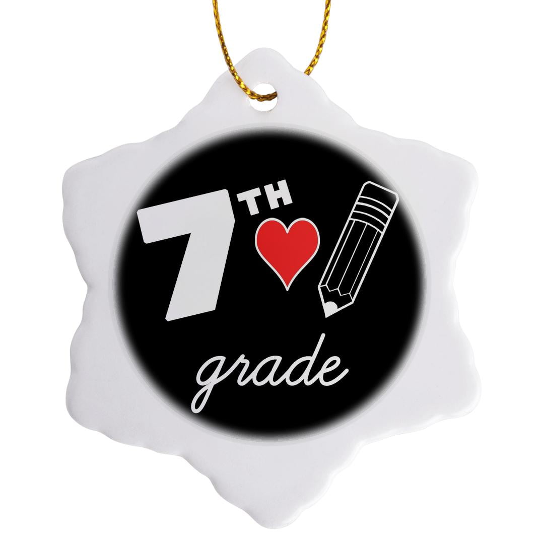 3drose, 7th Grade with Clipart Red Heart and Pencil. White Lettering on ...