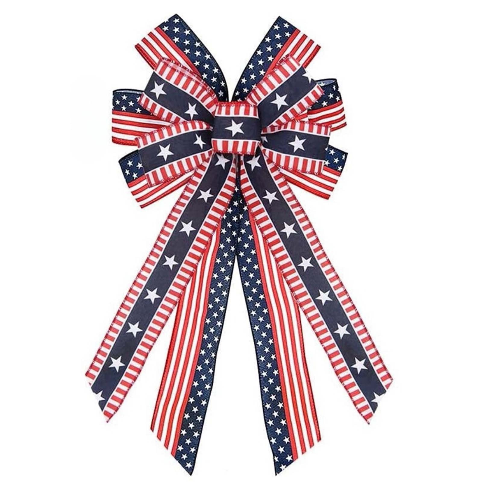 7Th of July Bow Decoration，Large Patriotic Bows for Wreath, Patriotic ...