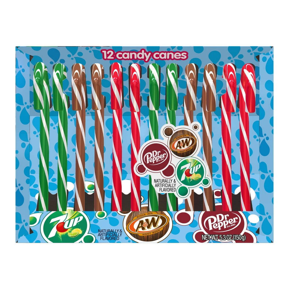 7UP A&W Dr Pepper Holiday Candy Canes - 5.3oz 12ct - Walmart.com