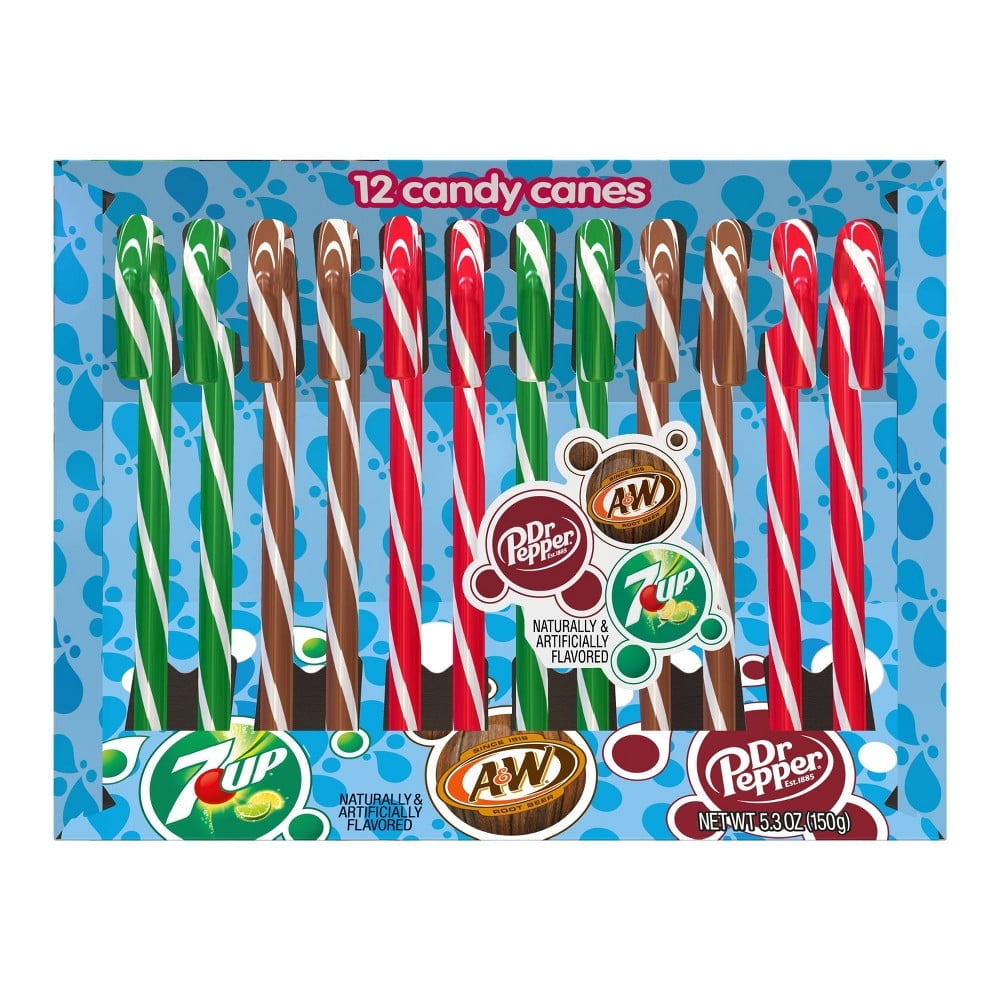 7UP A&W Dr Pepper Holiday Candy Canes - 5.3oz 12ct - Walmart.com