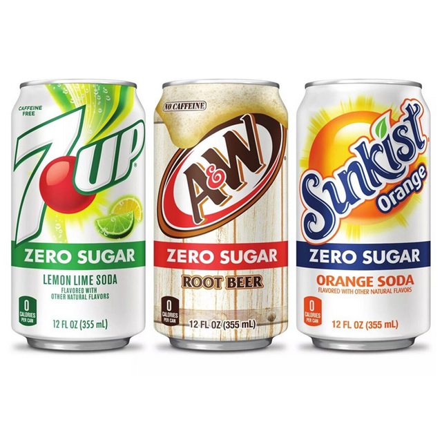 7UP, A&W & Sunkist Zero Sugar Soda Variety Pack (Pack of 36) - Walmart.com