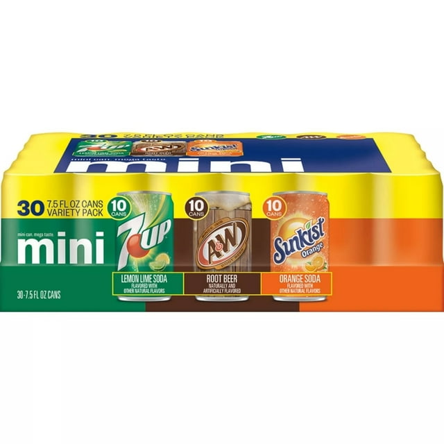 7UP, AandW, Sunkist Lemon Lime Soda Variety Pack, 7.5 Fluid Ounce (Pack ...