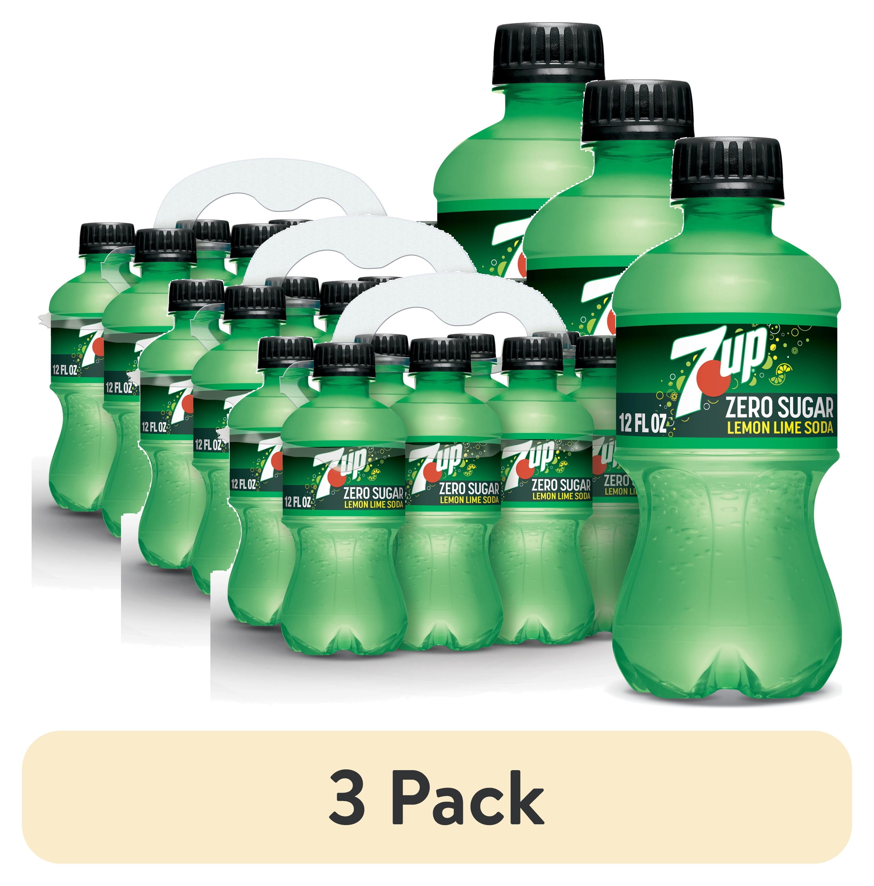 (3 pack) 7UP Caffeine Free Zero Sugar Lemon Lime Soda Pop, 12 fl oz, 8 ...