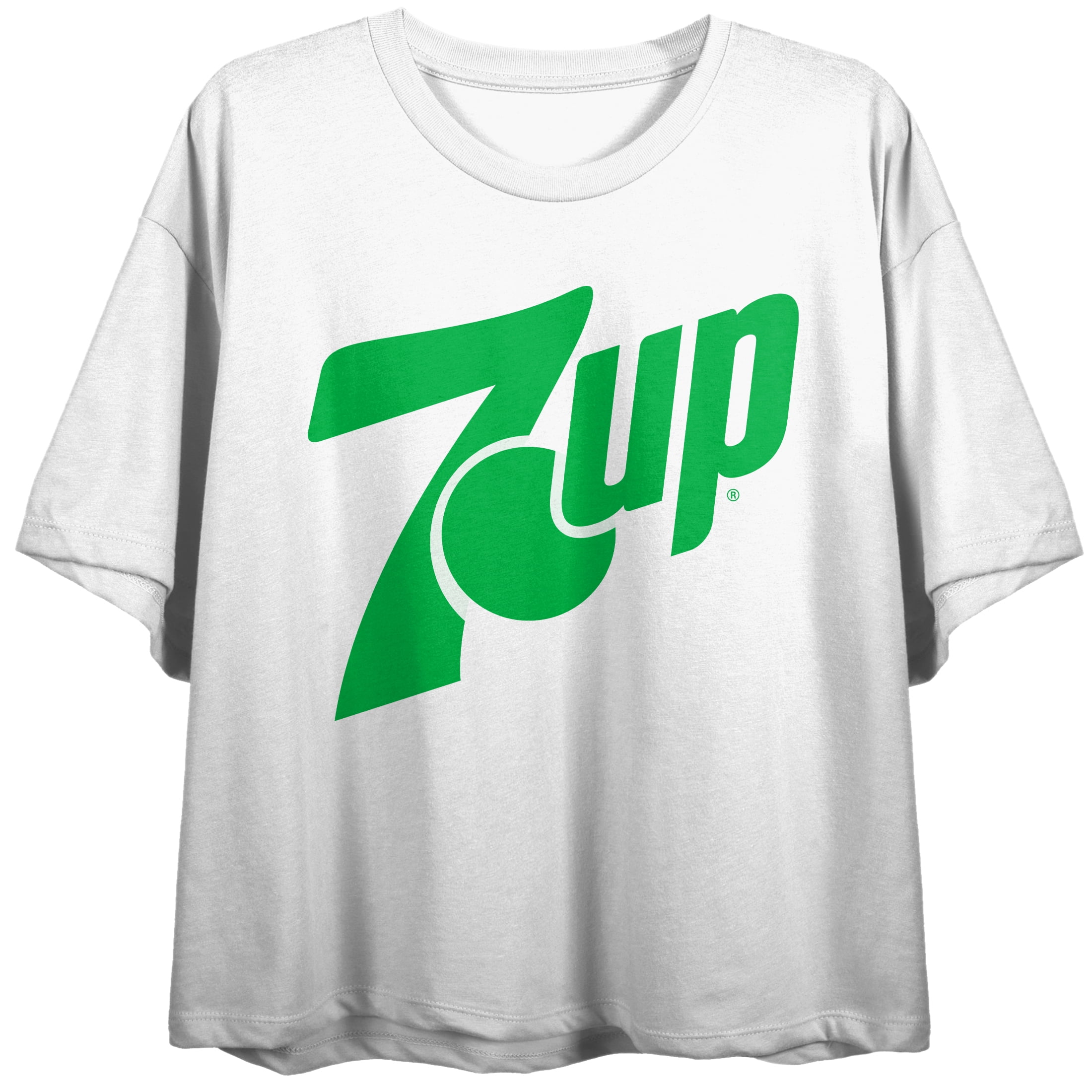 7UP Green Logo Women’s White Crew Neck Short Sleeve Crop Top-XS ...