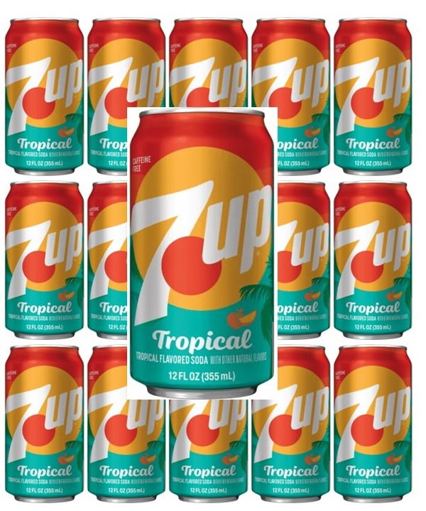 7UP Tropical Caffeine Free Lemon Lime Mango Peach Soda Cans (Pack of 18 ...