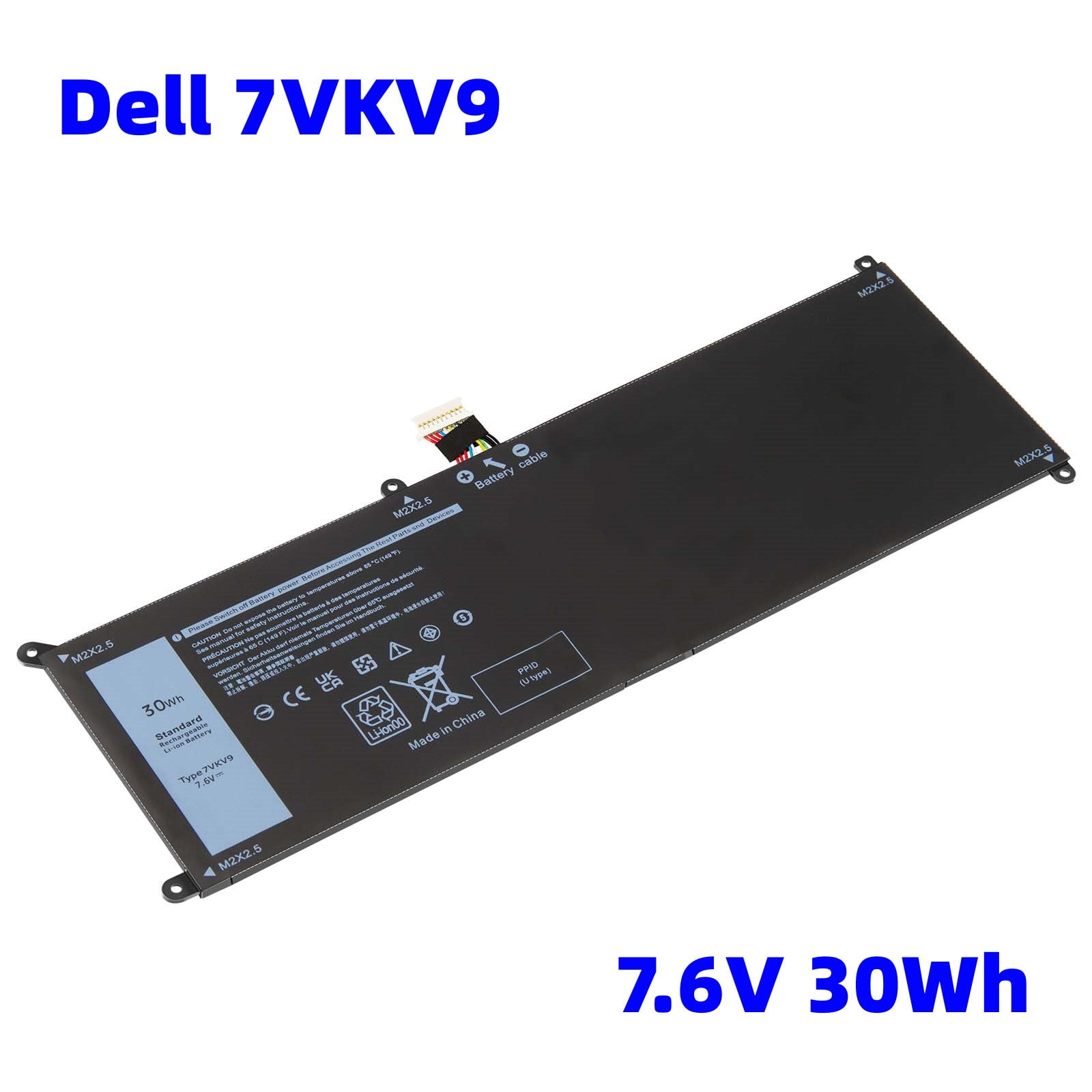 7VKV9 Battery 9TV5X for For Dell Latitude 12 7275 XPS 12 9250 Series ...