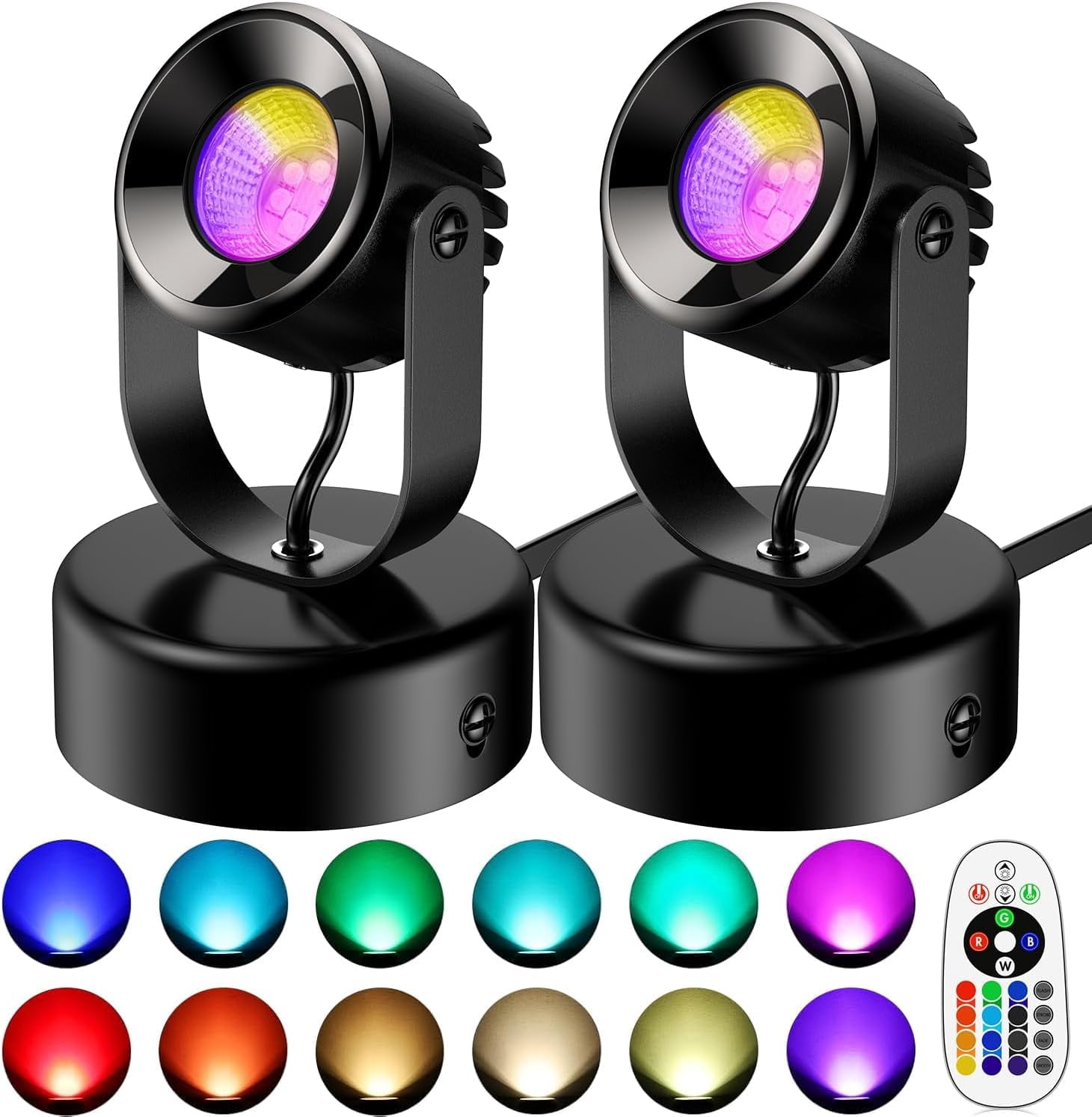 7W RGBW Spot Lights Indoor,Up Lights Indoor LED Color Changing Up ...