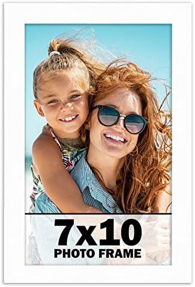 7X10 Frame White Solid Wood Picture Frame Includes UV Shatter Guard ...