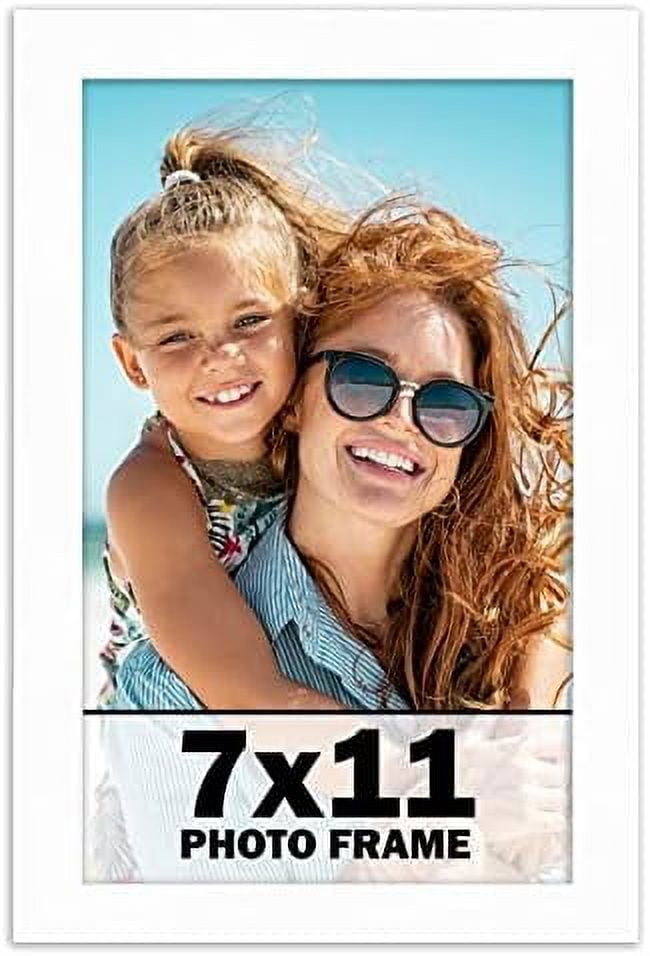 7X11 Frame White Solid Wood Picture Frame Includes UV Shatter Guard ...