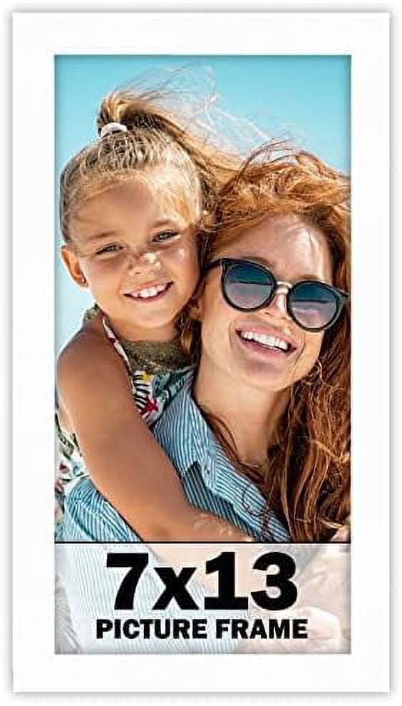 7X13 Frame White Solid Wood Picture Frame Includes UV Shatter Guard ...