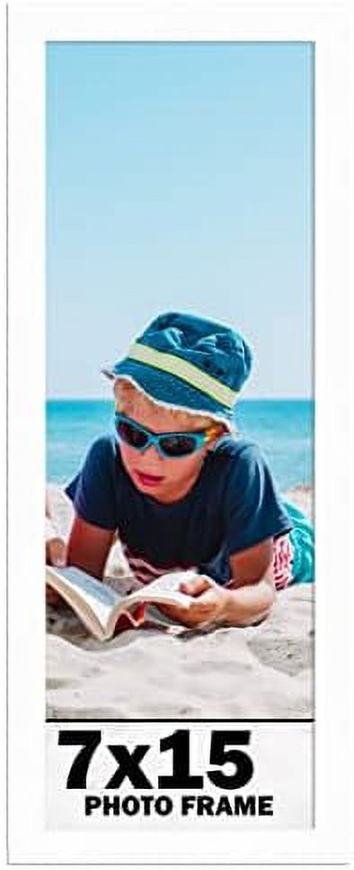 7X15 Frame White Solid Wood Picture Frame Includes UV Shatter Guard ...