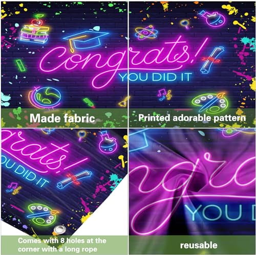 7X16ft Graduation Neon Garage Door Banner Cover Congrats Grad Large ...
