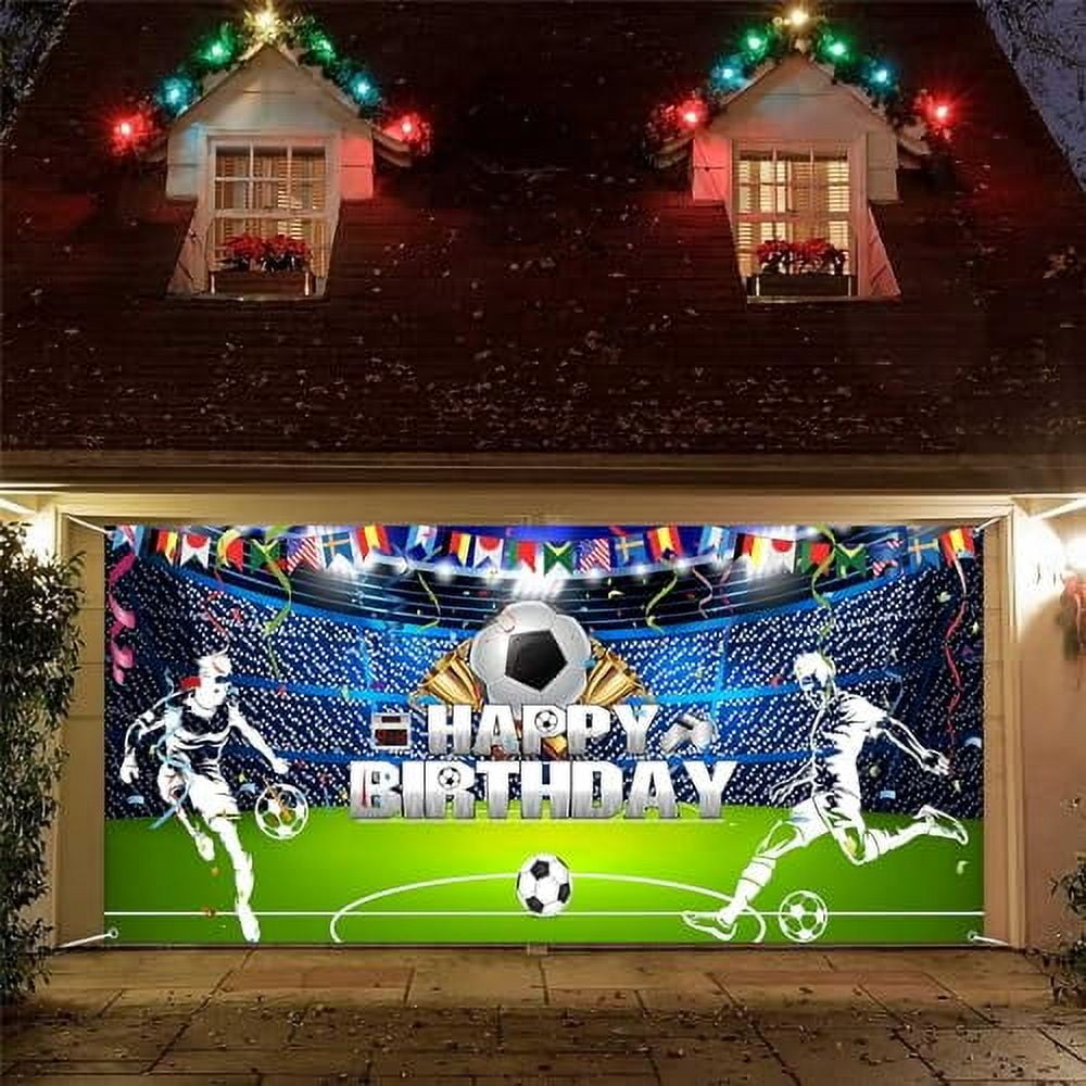7X16ft Soccer Birthday Party Garage Door Decoration Sports Themed Party ...